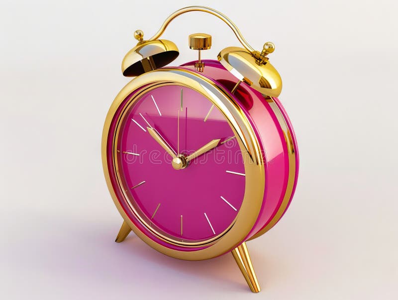 Pink Alarm Clock - 3d Model by Samantha M Stock Photo - Image of gold ...