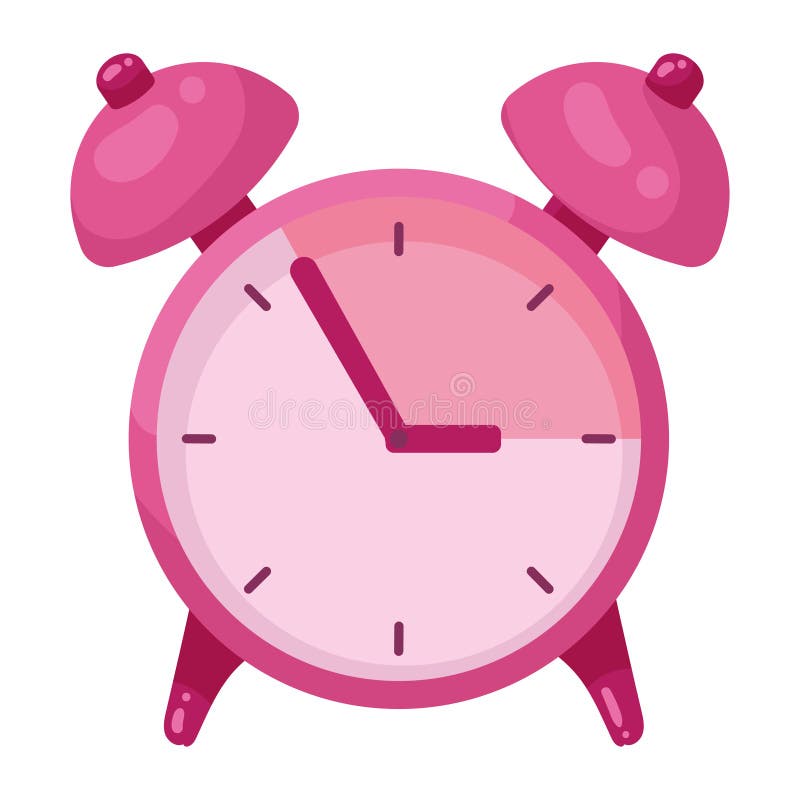 Pink alarm clock stock vector. Illustration of hour - 253610641
