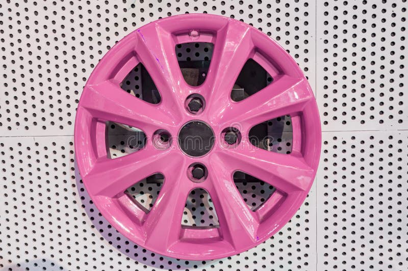 Pink alloy wheel stock photo. Image of mesh, detail, spokes - 70513696