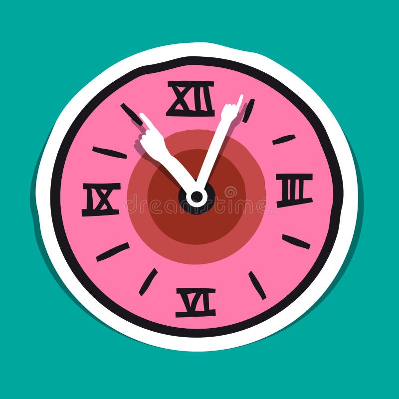 Pink Analog Clock with Hands Symbol Stock Illustration - Illustration ...
