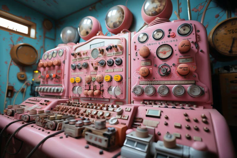 Pink Analog Control Panel in the Command Center, Devices for Industrial ...