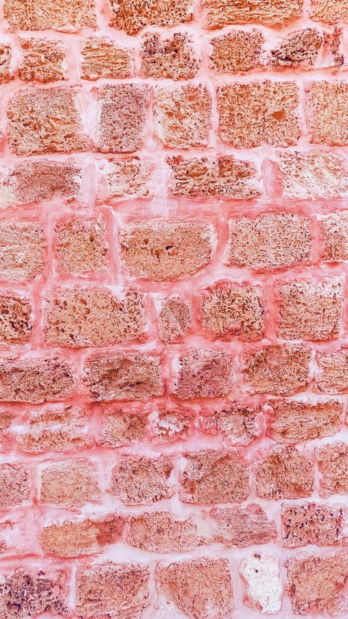 Pink Ancient Stone Concrete Wall Background Old Obsolete Brickwall ...