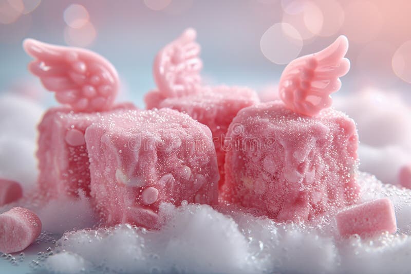 Pink Angel Wings Candy in Foam Stock Illustration - Illustration of ...