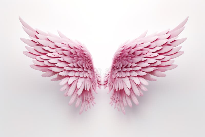 Pink Angel Wings Isolated on White Background Stock Illustration ...