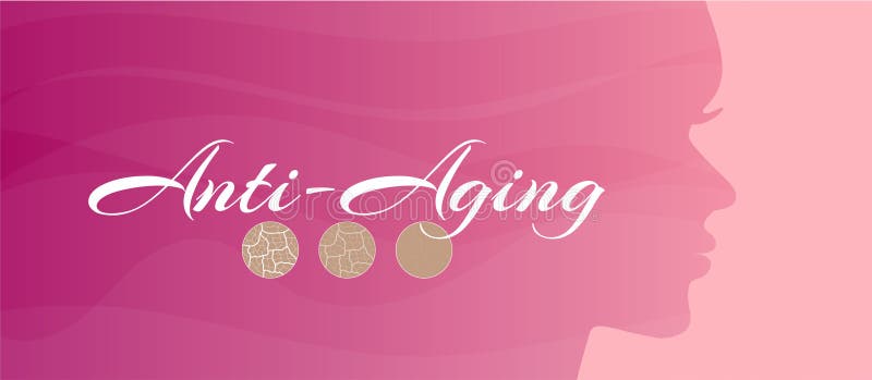 Pink Anti-Aging Background Illustration with Woman Face Stock Vector ...