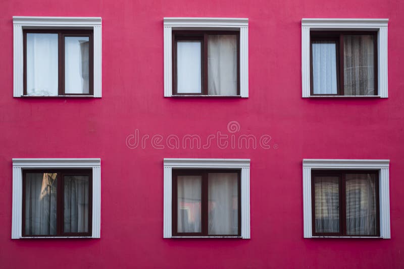 Pink Apartment and Windows. Stock Image - Image of architecture ...