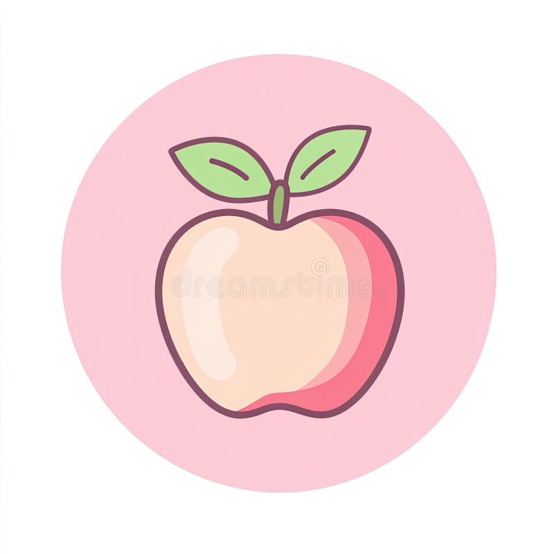 Pink Apple Icon stock illustration. Illustration of cartoon - 353265520