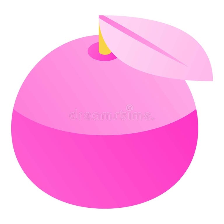 Pink Apple Icon, Isometric Style Stock Vector - Illustration of health ...