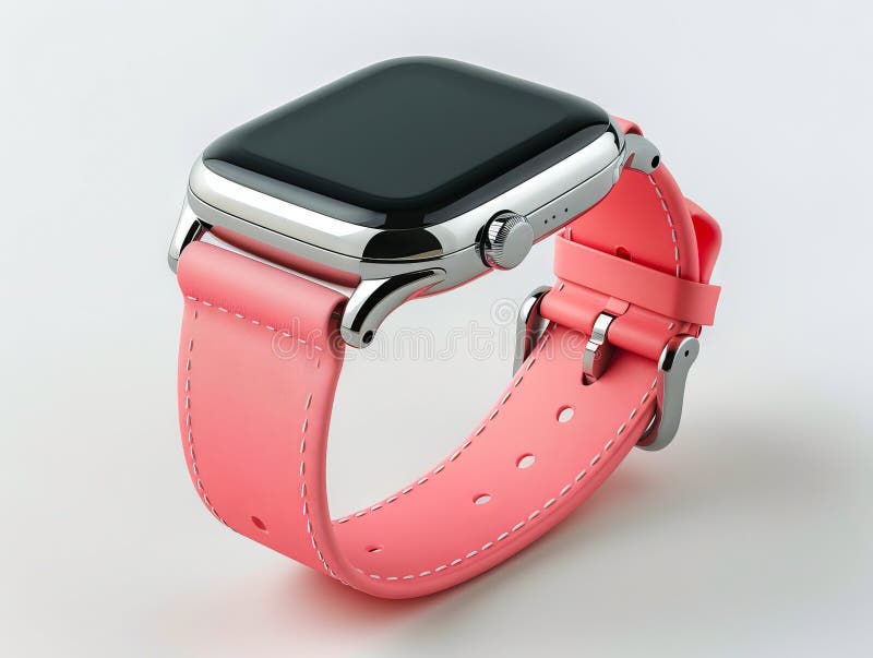 A Pink Apple Watch with Silver Strap Stock Photo - Image of silver ...