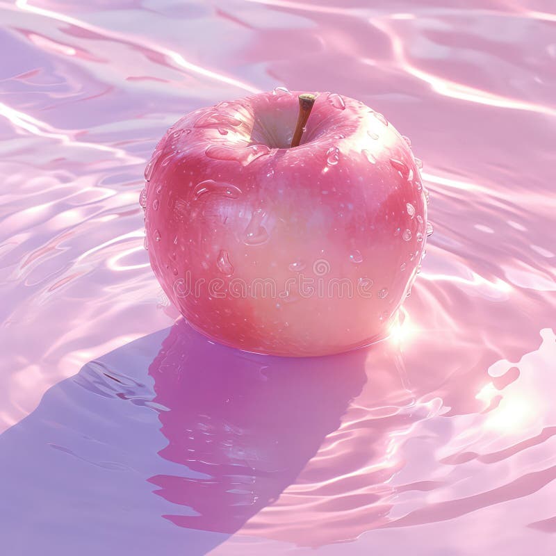 Pink apple with water stock illustration. Illustration of life - 304097731