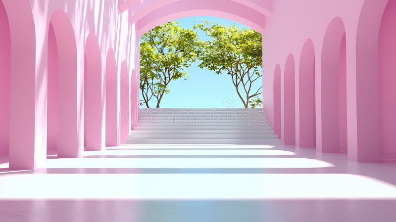 Pink Architectural Archways Stock Illustration - Illustration of room ...