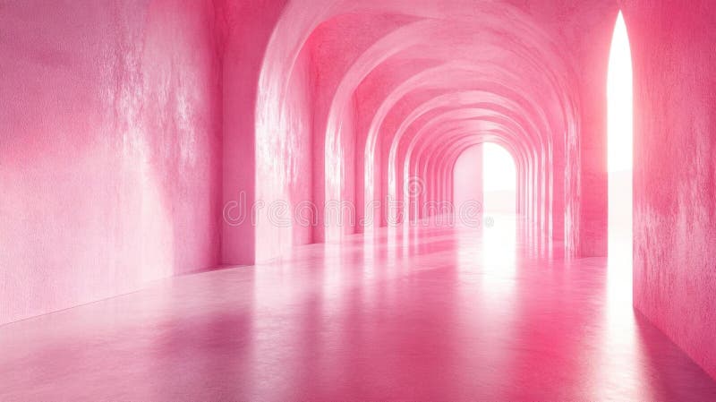 Pink Archway Creates Elegant Hallway with Modern Architectural Design ...