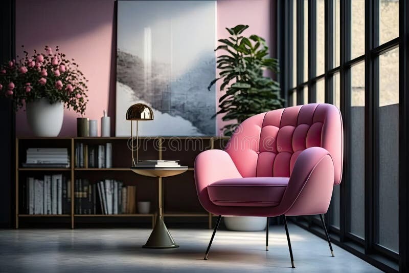 A Pink Armchair in a Modern, Sleek Office Setting Stock Photo - Image ...