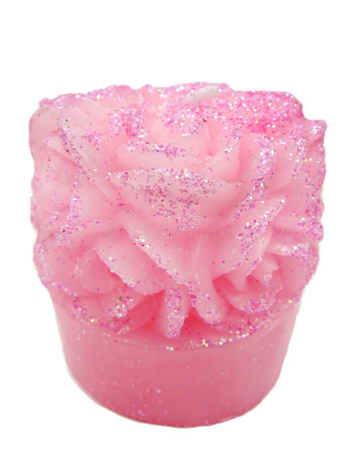 Pink Aroma Candle Rose Flower Shape Stock Image - Image of gift ...