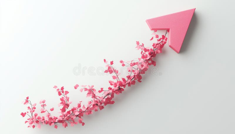 Pink Arrow Showing Growth Progress White Background Stock Photos - Free ...
