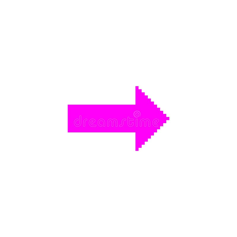 Pink Arrow Y2K Vector Icon Pixel Art, Game Right Side Direction Pointer, Click Button, Next or ...