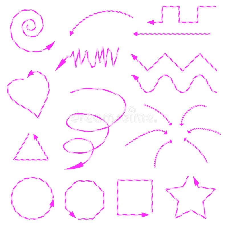 Pink Arrows Drawn in Different Forms and Directions Stock Vector ...