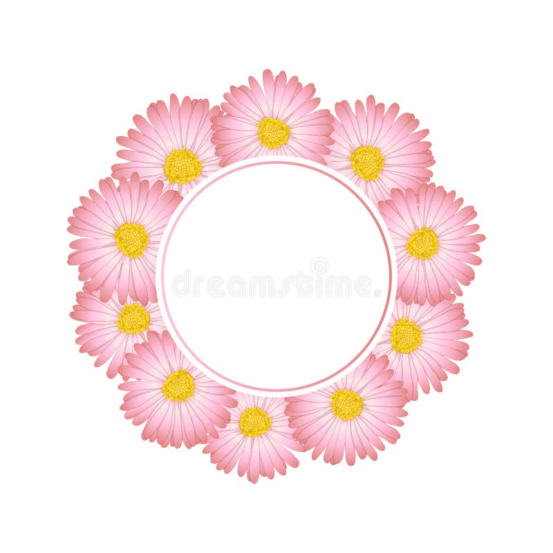 Aster, Daisy Flower Outline Wreath. Vector Illustration Stock Vector ...