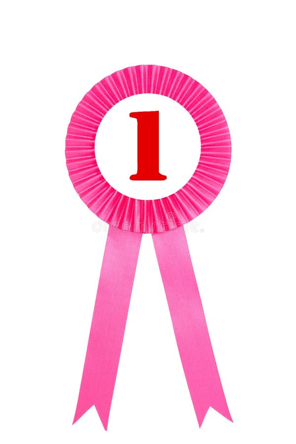 Pink Award Ribbons Badge with White Background Stock Image - Image of ...