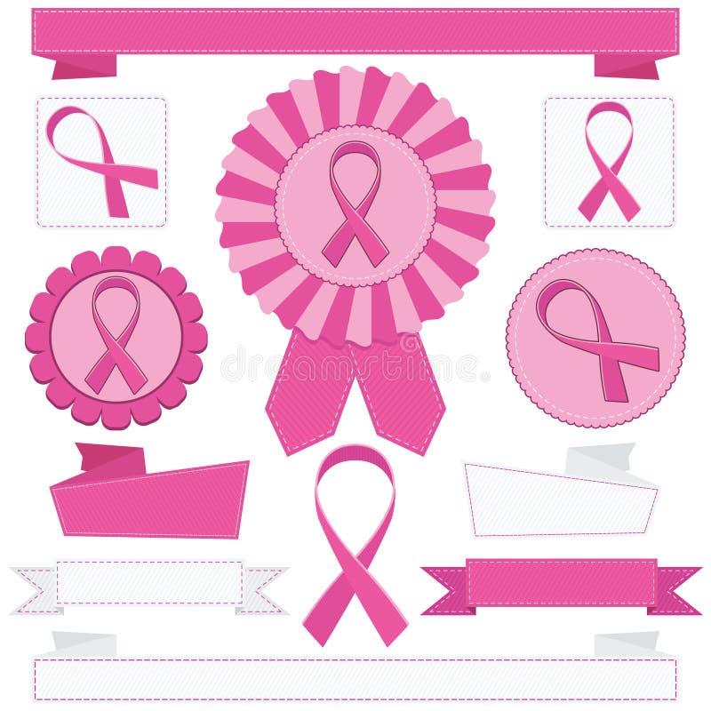 Vector Breast Cancer Awareness Ribbons and Badges Stock Vector ...