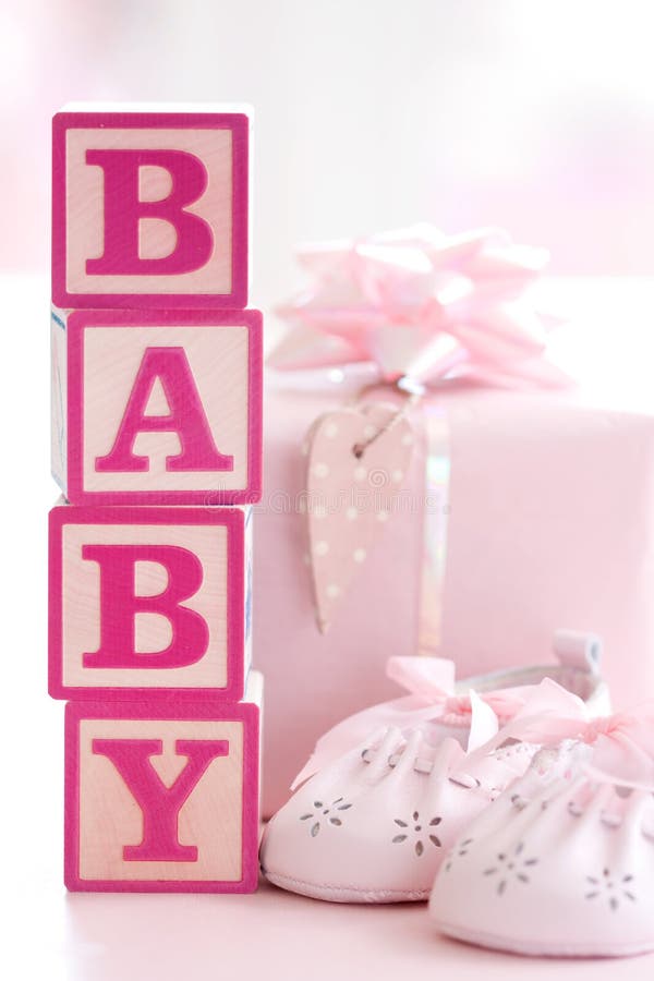 Pink baby building blocks stock image. Image of copy - 11532939