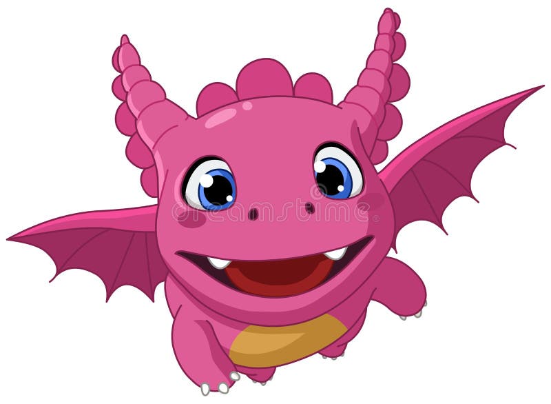 Pink Baby Dragon stock vector. Illustration of graphic - 265413038