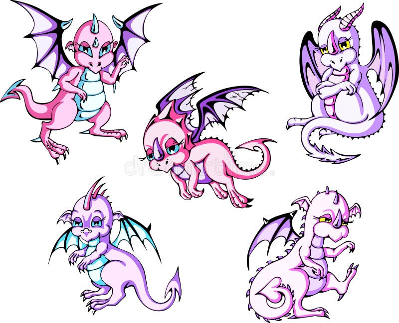Pink baby dragons stock vector. Illustration of color - 26272387