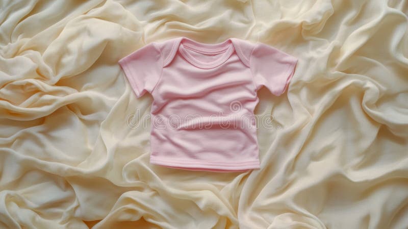 Pink Baby Shirt on Cream Fabric Background Stock Illustration ...