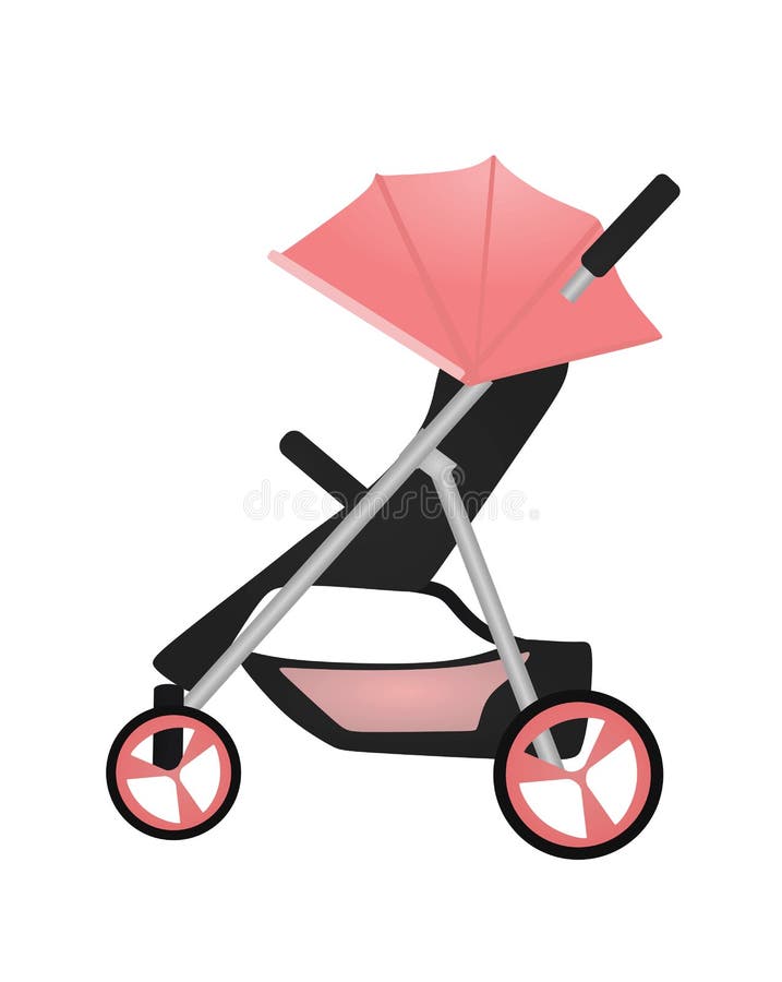 Pink baby stroller stock vector. Illustration of care - 159180544