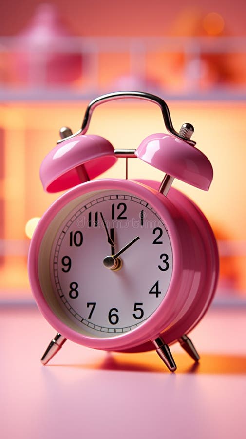 Pink Backdrop Frames Close-up Alarm Clock, Trolley in Bold Focus ...