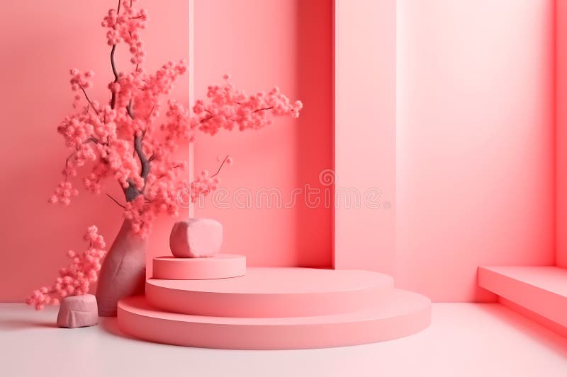 Pink Backdrop for Podium Display. Vibrant Background for Podium Display ...