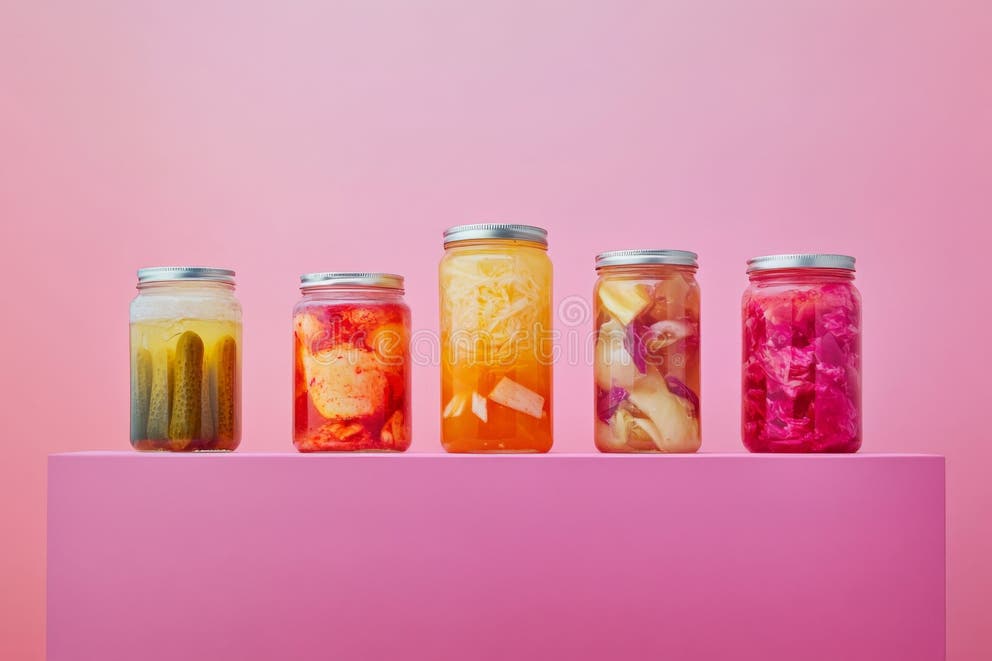 Pink Backdrop, Probiotic-rich Fermented Presentation Stock Illustration ...