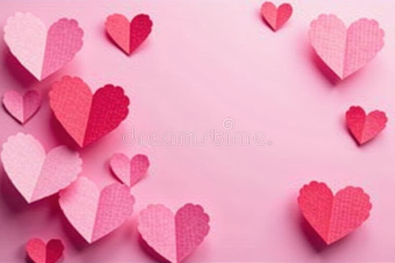 Pink Backdrop with Several Folded Paper Hearts , Fold, Shadow Stock ...