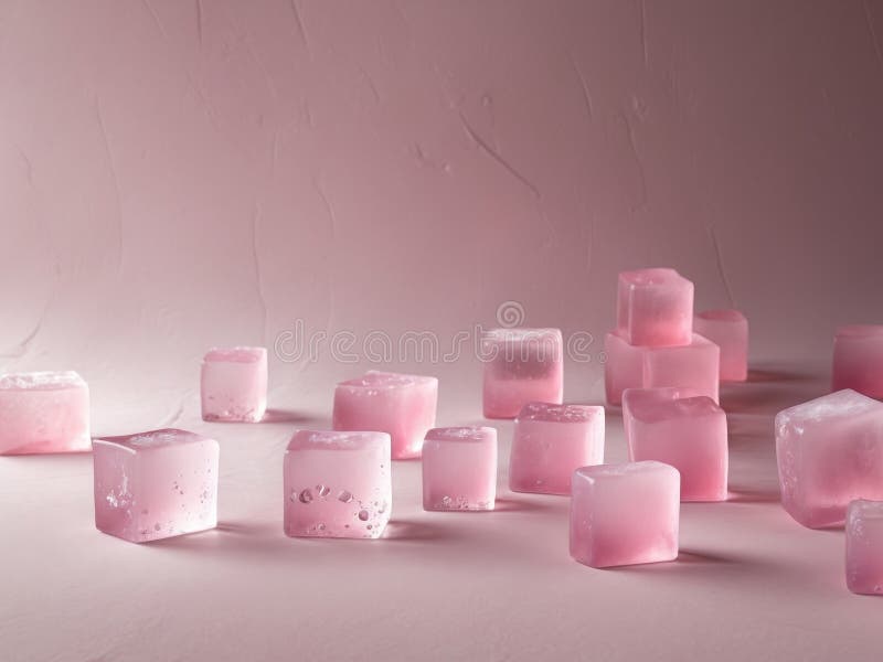Pink Background Bunch Ice Cubes Scattered Around Stock Photos - Free ...