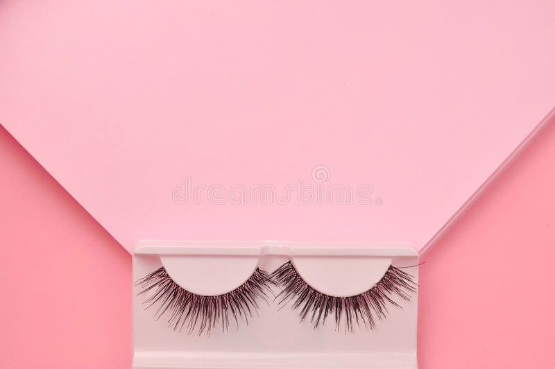 Pink Background with False Lashes Copy Space Stock Image - Image of ...
