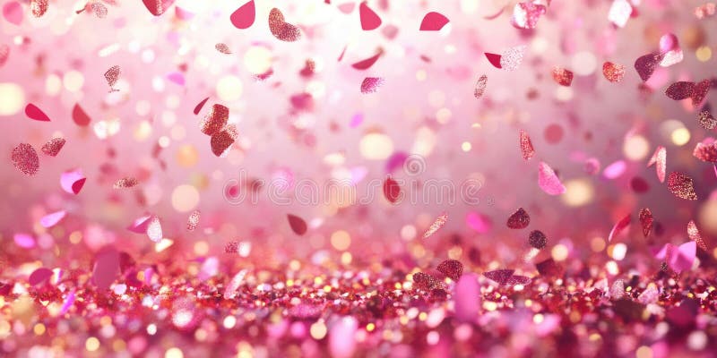 Pink Background with Pink and Gold Glitter Falling from the Sky Stock ...