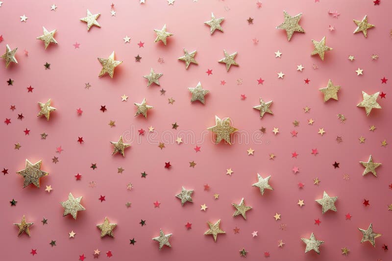 Pink Background with Gold Stars Stock Image - Image of decorative ...