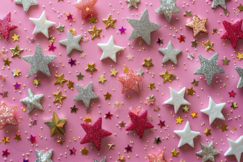 Pink Background with Gold Stars Stock Image - Image of design ...