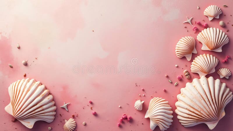 Pink Background Seashells, Textured Ocean Shells High Quality Image ...