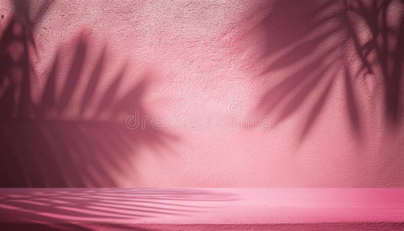 A Pink Background with a Shadow of a Leaf on it Stock Photo - Image of ...