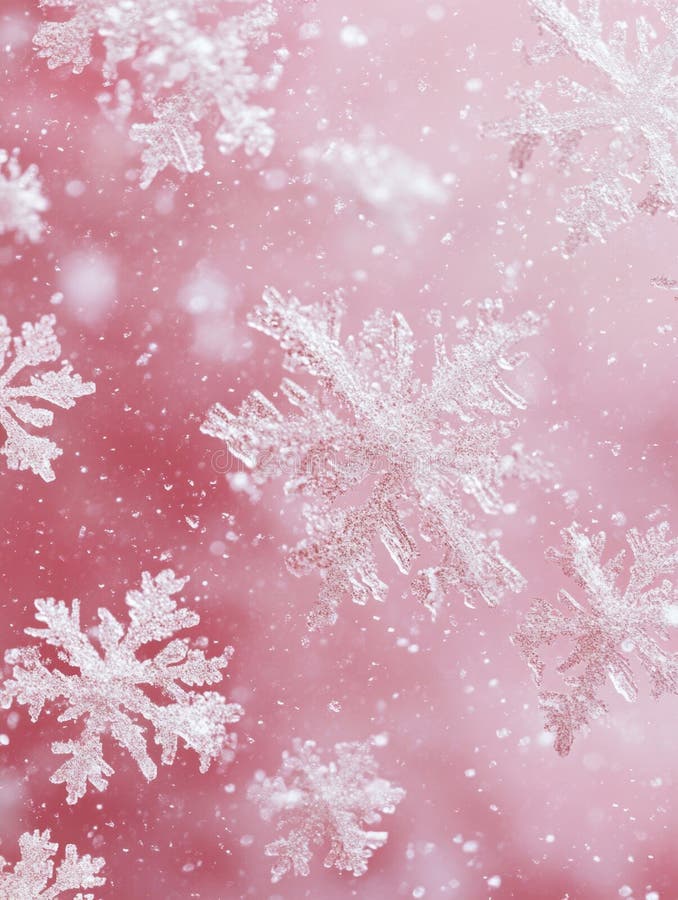 Pink Background Snow Flakes Stock Image - Image of phenomenon, holiday ...