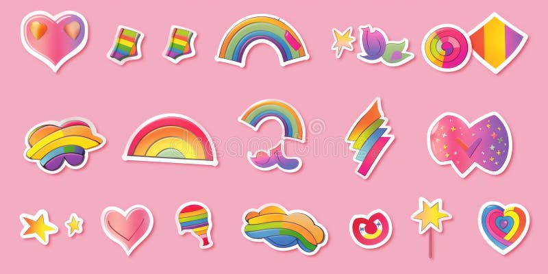 Pink Background with Stickers Stock Image - Image of backgrounds ...