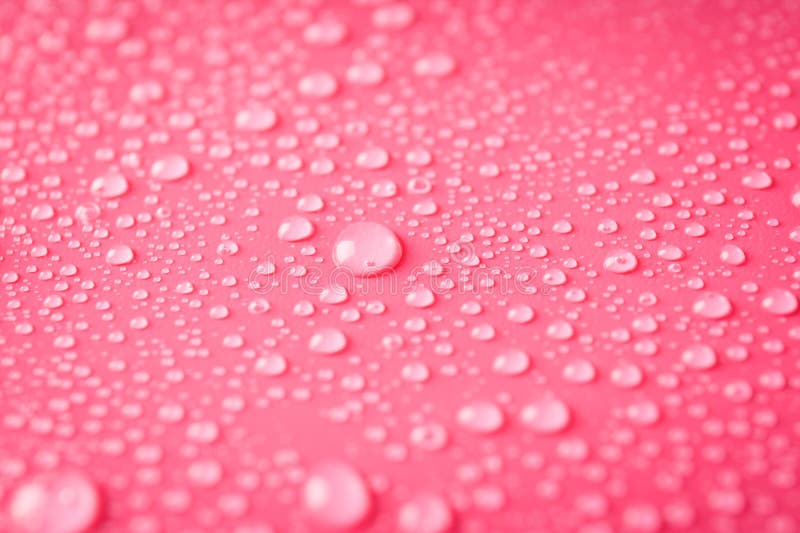 Pink Background with Water Drops, Close Up Stock Image - Image of macro ...