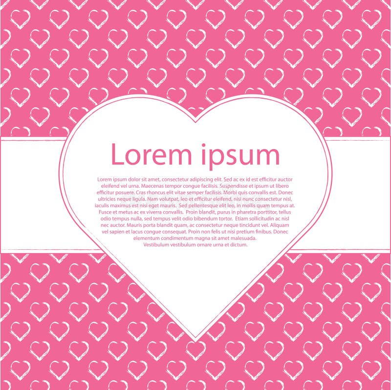 Pink Background White Heart Form Heart Postcard Valentines Stock Vector ...