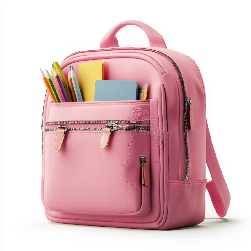 Pink Backpack Filled with Pencils, Notepads, and Sticky Notes for ...