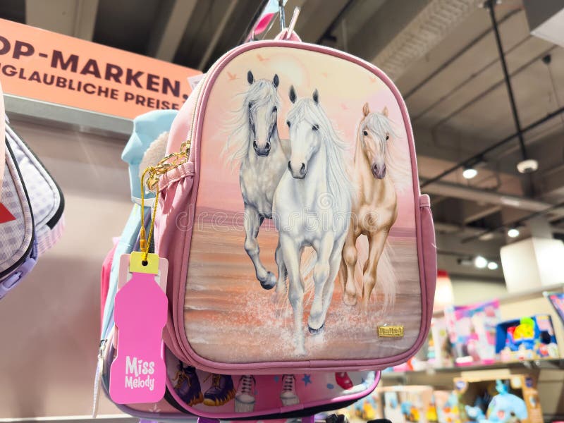 Pink Backpack with Horse Design Displayed in Store Editorial Image ...