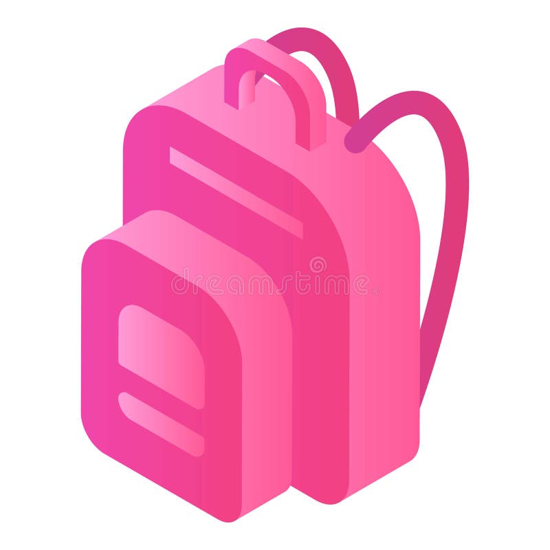 Pink Backpack Icon, Isometric Style Stock Vector - Illustration of book ...