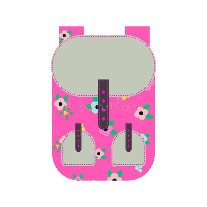 Pink Backpack Vector Illustration. Stock Vector - Illustration of ...