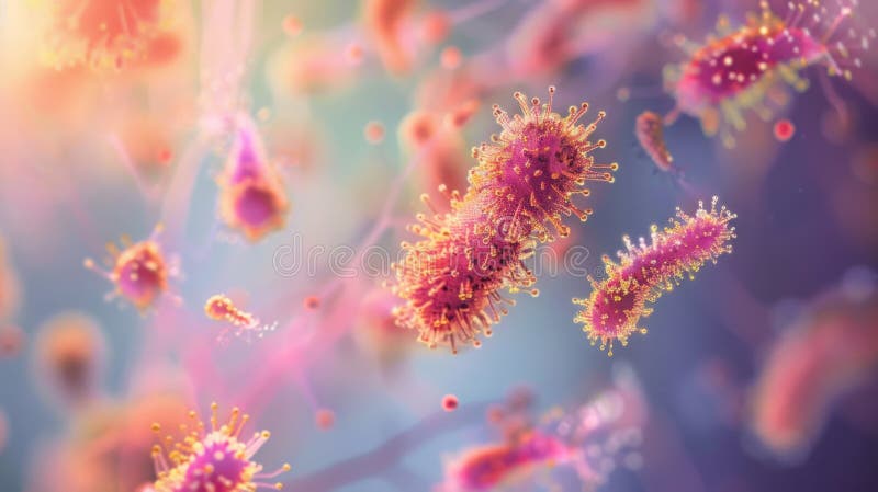 Pink Bacteria Under a Microscope Stock Photo - Image of pink ...
