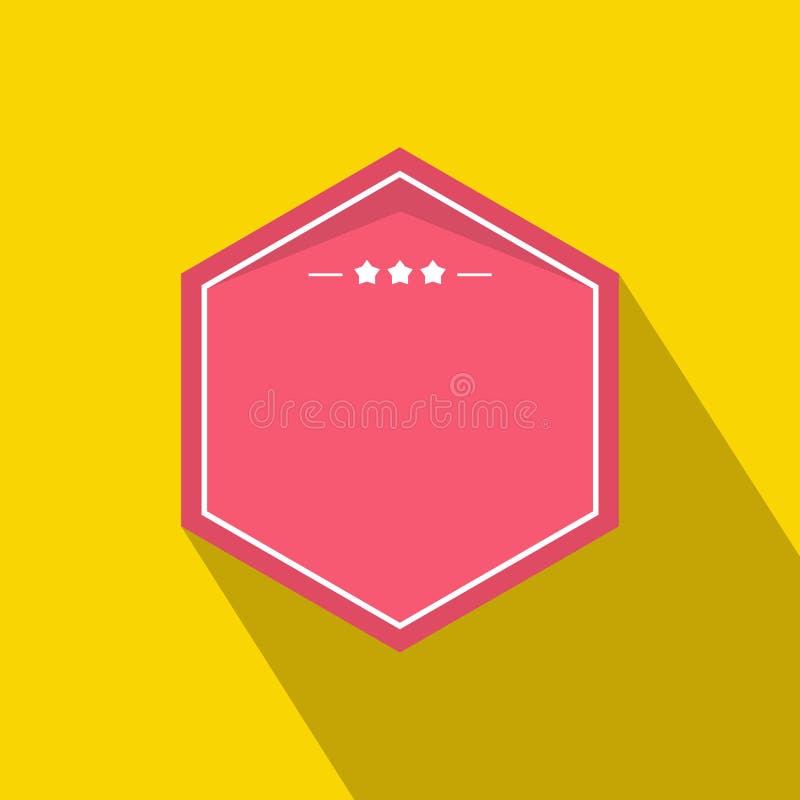 Pink Badge with Three Stars Icon, Flat Style Stock Vector ...